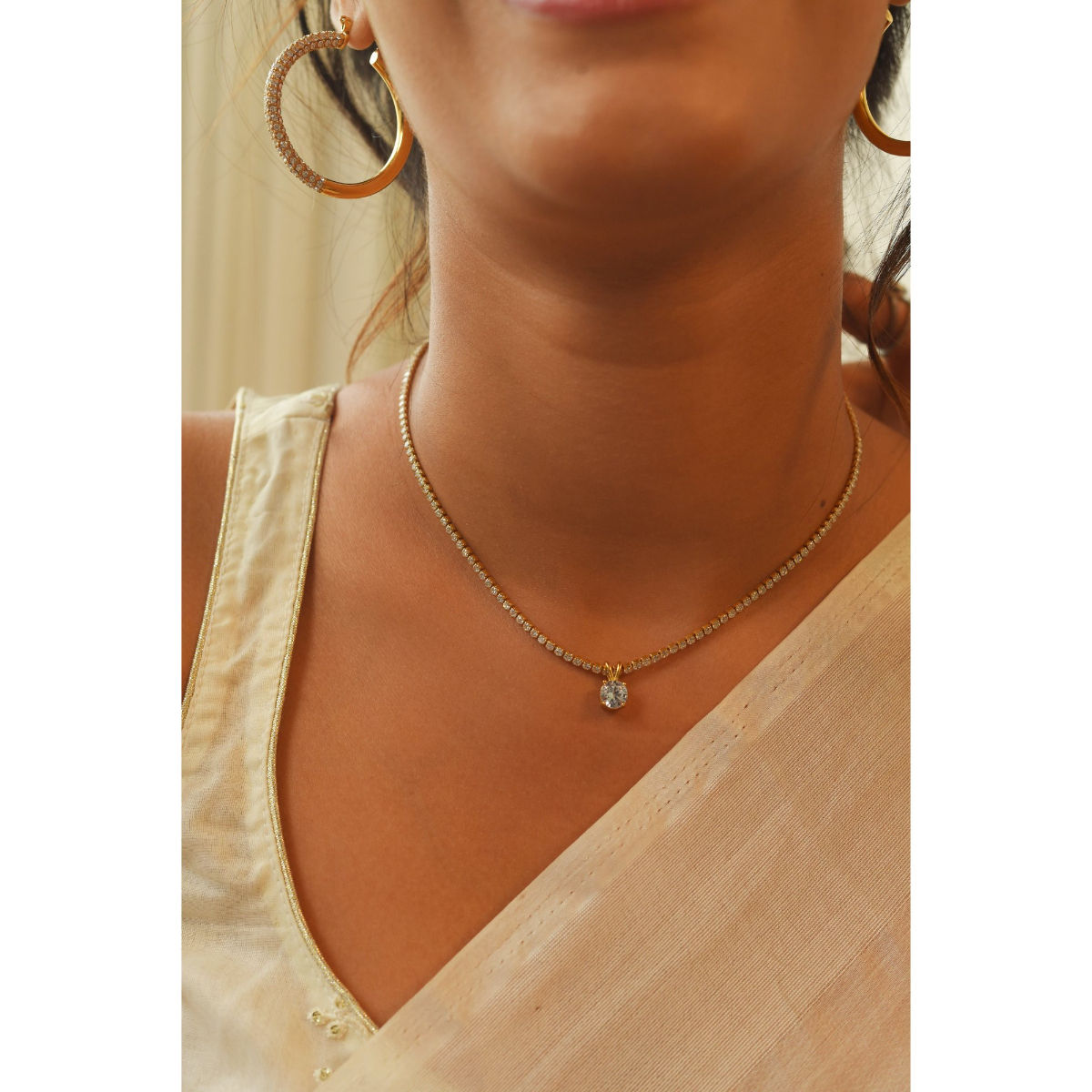Buy Perfectly Average Tennis Necklace | 18K Gold Plated Jewellery For ...