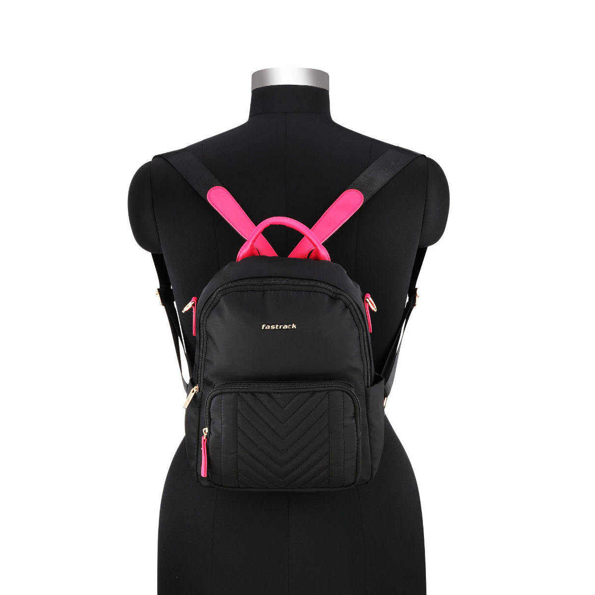 Buy Fastrack Quilted Black Nylon Backpack Online
