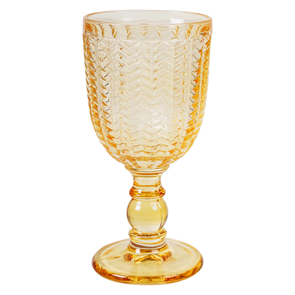 Buy Pure Home + Living Set Of 6 Amber Chevron Glass Goblet Online