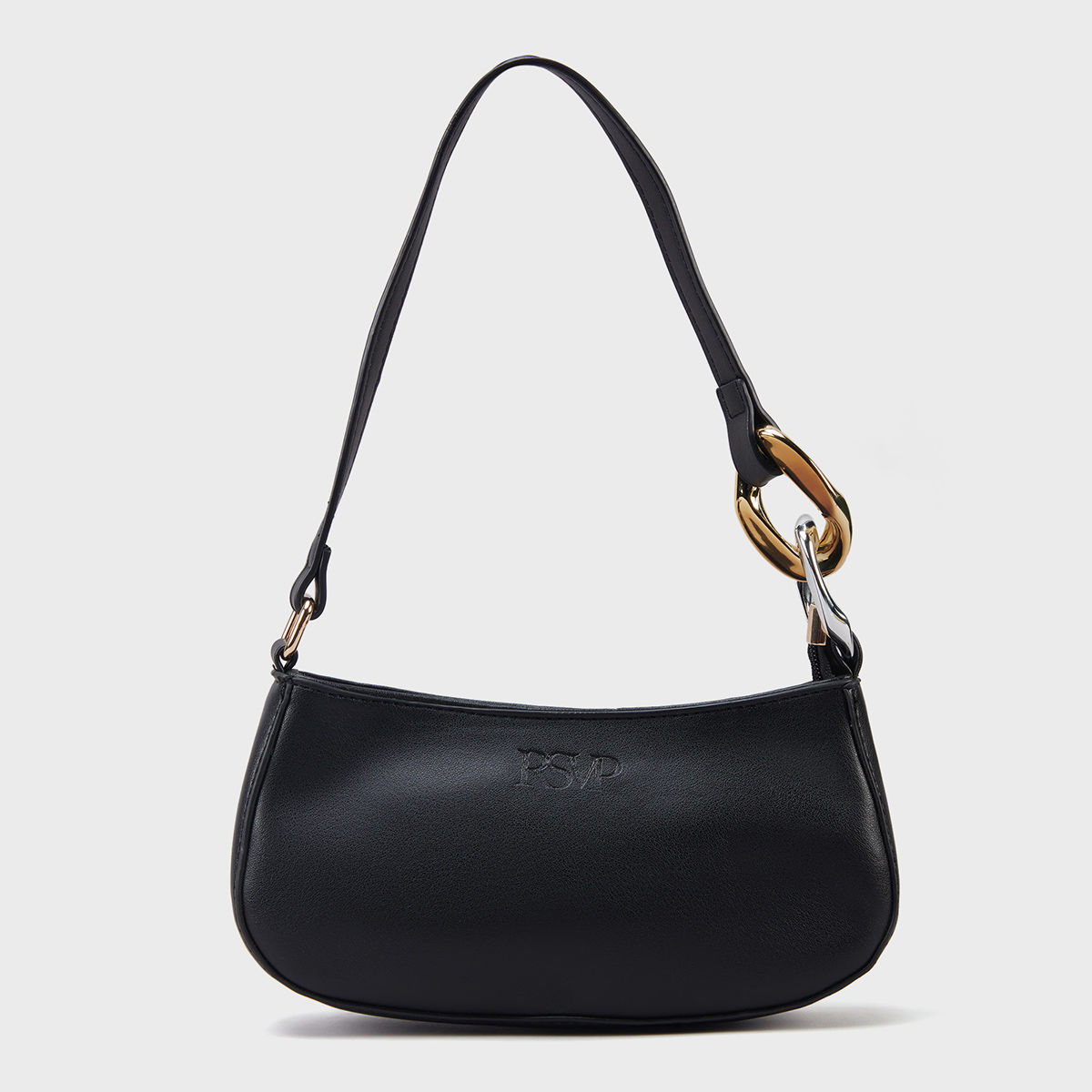 Buy RSVP by Nykaa Fashion Black Chain Link Semi Circular Handbag Online