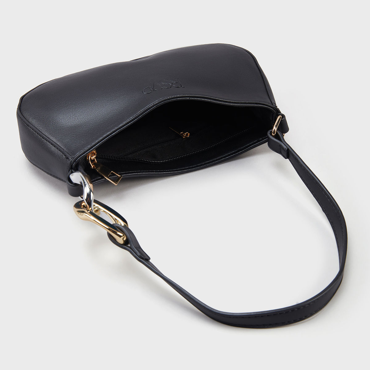 Buy RSVP by Nykaa Fashion Black Chain Link Semi Circular Handbag Online