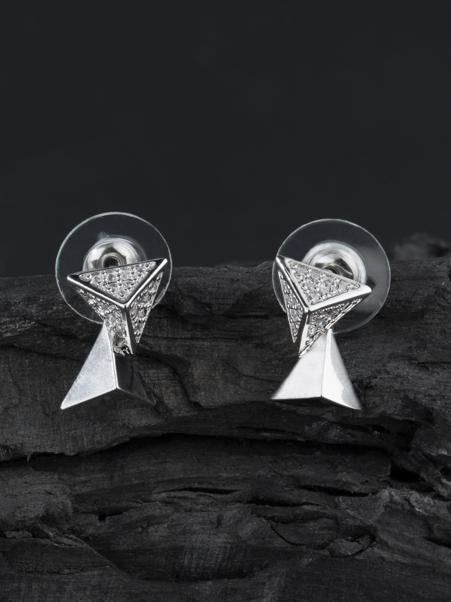 E2O Quirky Silver Plated Diamond Studded Stud Earring: Buy E2O Quirky Silver Plated Diamond ...