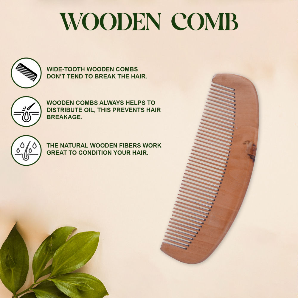 Buy Bronson Professional Wooden Fine Teeth Curve Shape Comb For Hair ...