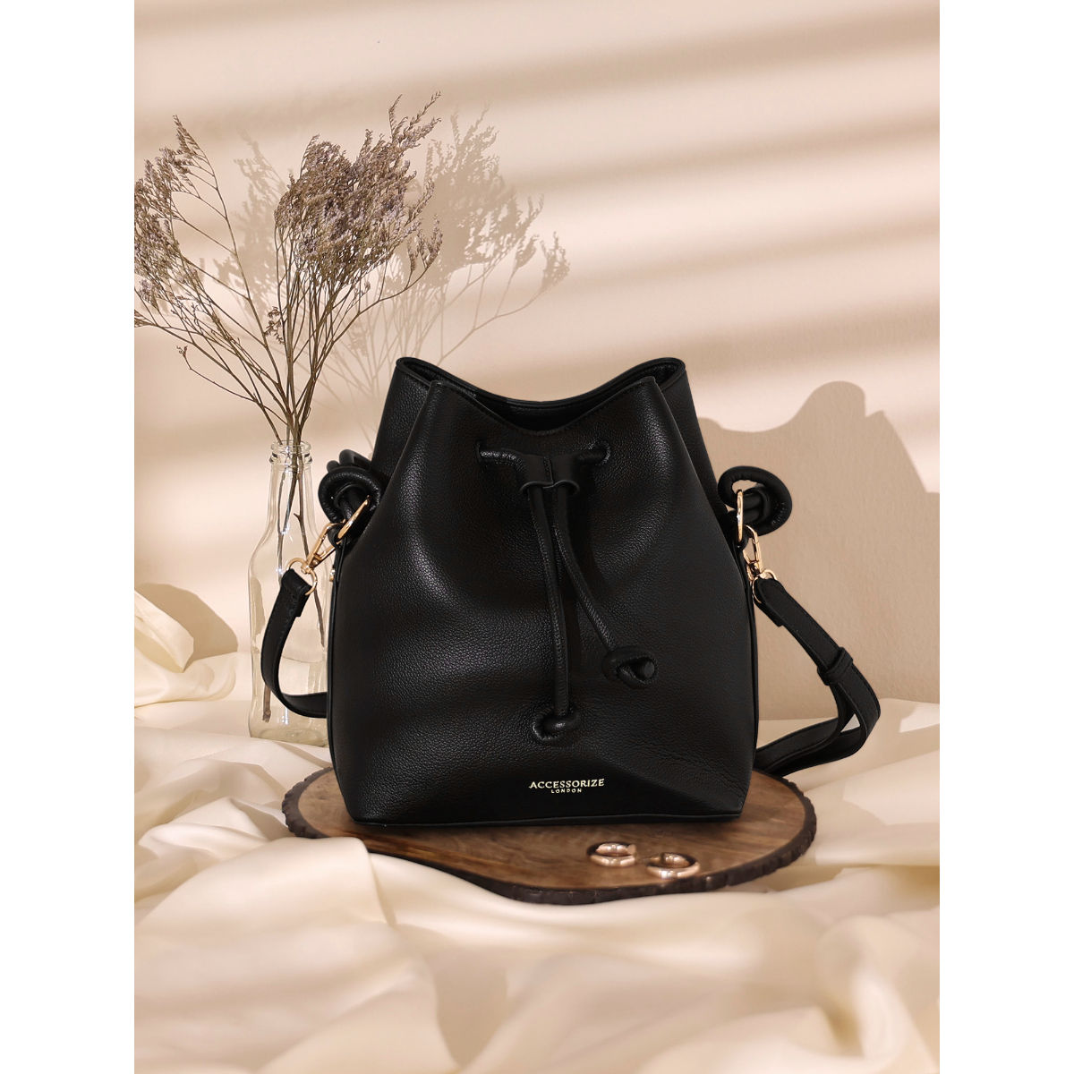 Buy Accessorize London Women's Black Duffle Handheld Bag Online