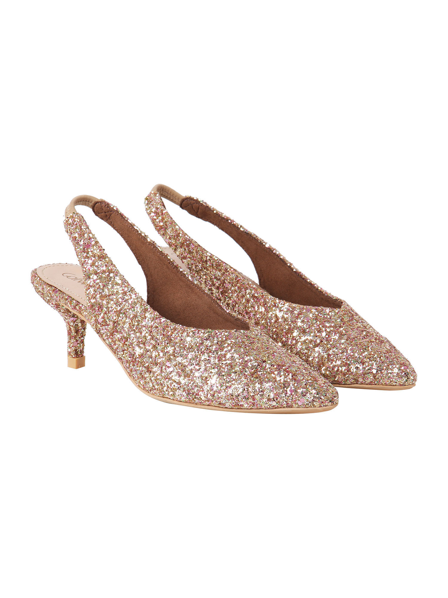 CATWALK Rose Gold Patterned Slingback Stilettos: Buy CATWALK Rose Gold ...
