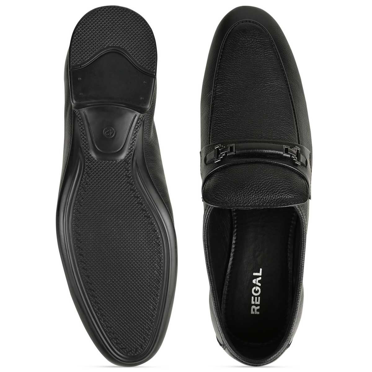 REGAL Men Black Solid Formal Leather Slip-On Shoes: Buy REGAL Men Black ...