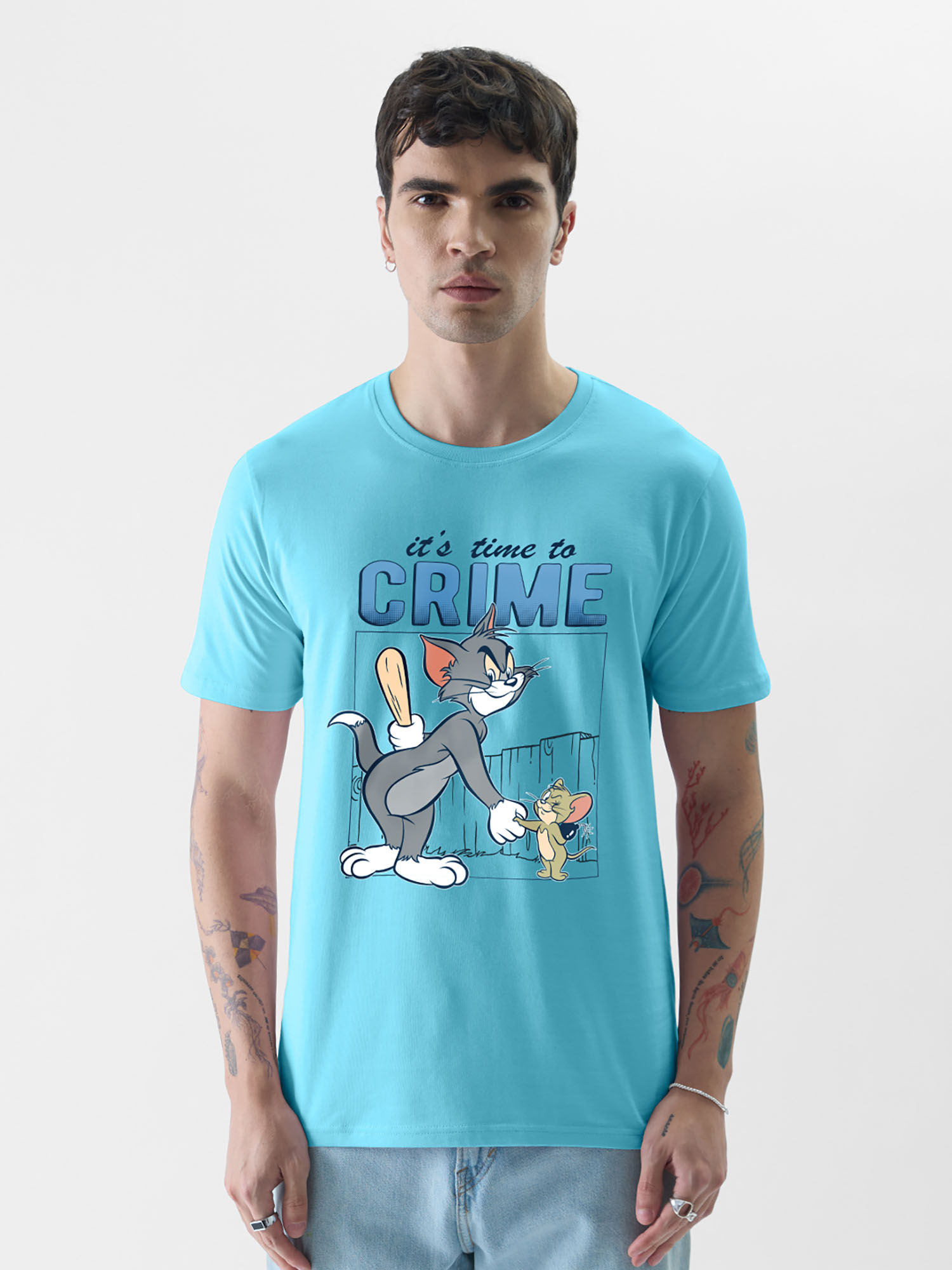Buy The Souled Store Official Tom And Jerry Crime Time T-shirt for Men ...