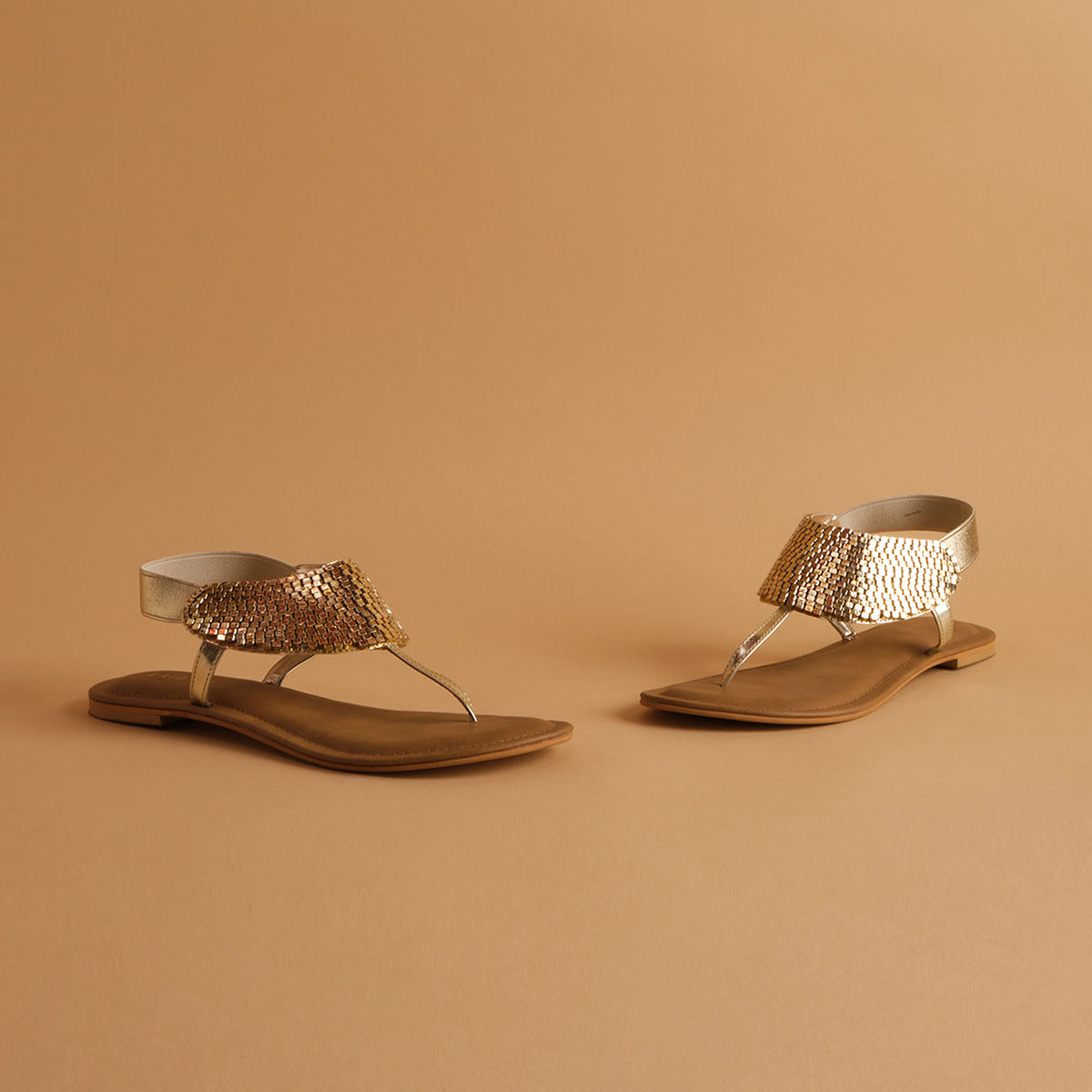 Buy Eridani Embellished Gold Amora Flats Online