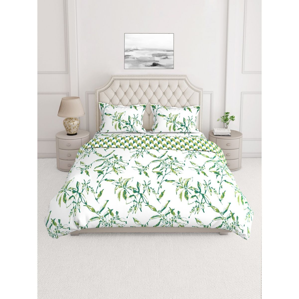 Buy Layers Lumina 140 TC Bedding Set - Green (Queen) Online