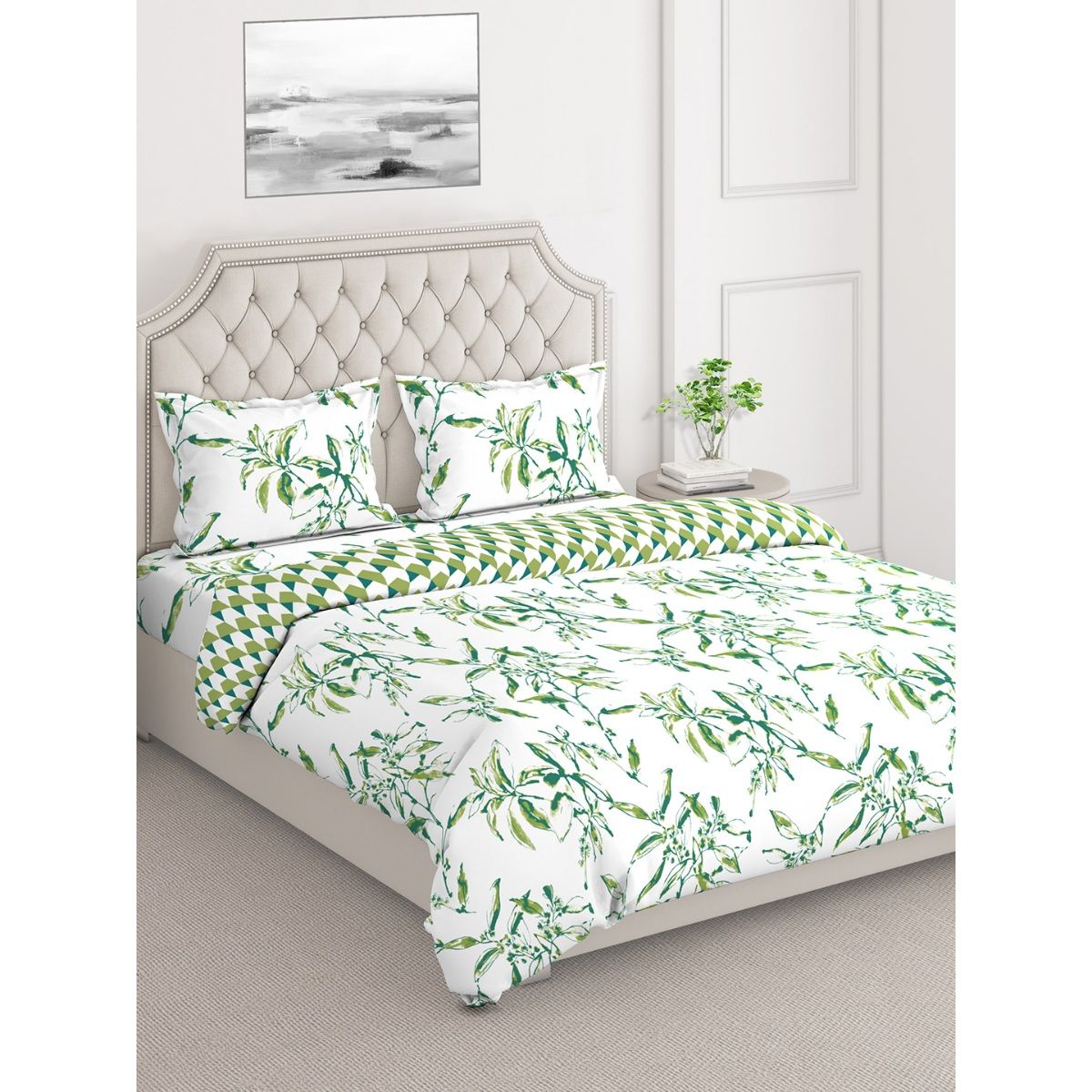 Buy Layers Lumina 140 TC Bedding Set - Green (Queen) Online