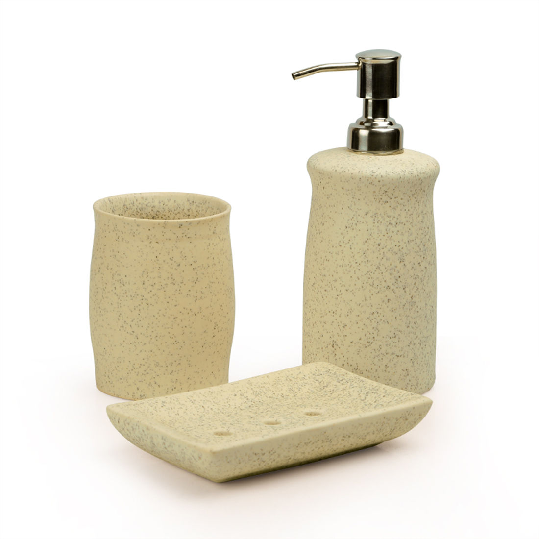 ExclusiveLane Elegant Ceramic Bathroom Accessory Set Of 3 In Off White: Buy ExclusiveLane ...