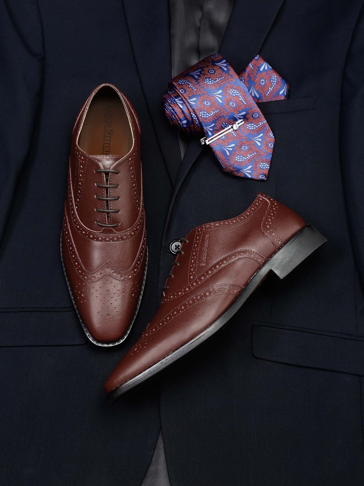 Louis Stitch Red Handmade Italian Leather Brogues Formal Lace Up Shoes ...