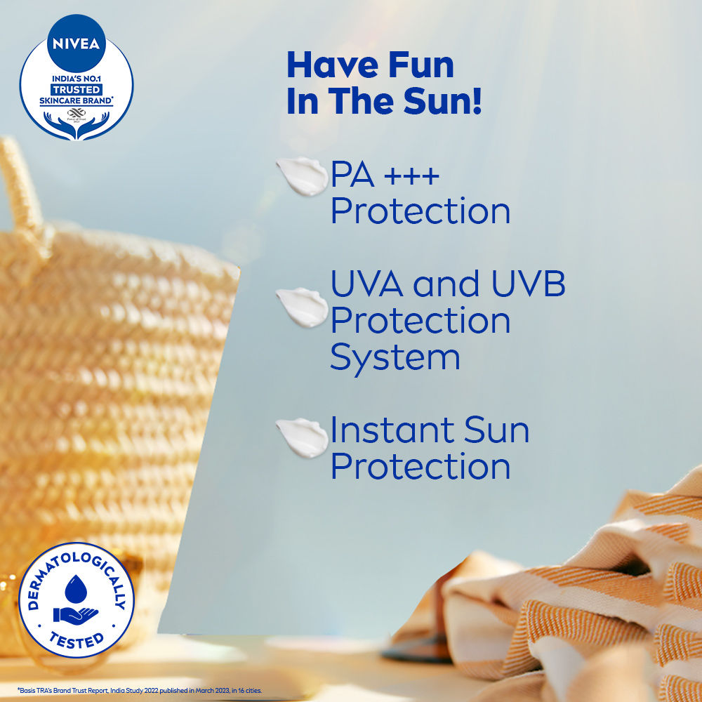 Nivea Sunscreen with SPF 50+, Vit E, PA+++, UVA & UVB protection ...