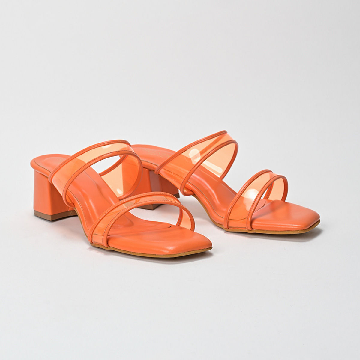 Buy SCENTRA Dania Orange Block Heels Online