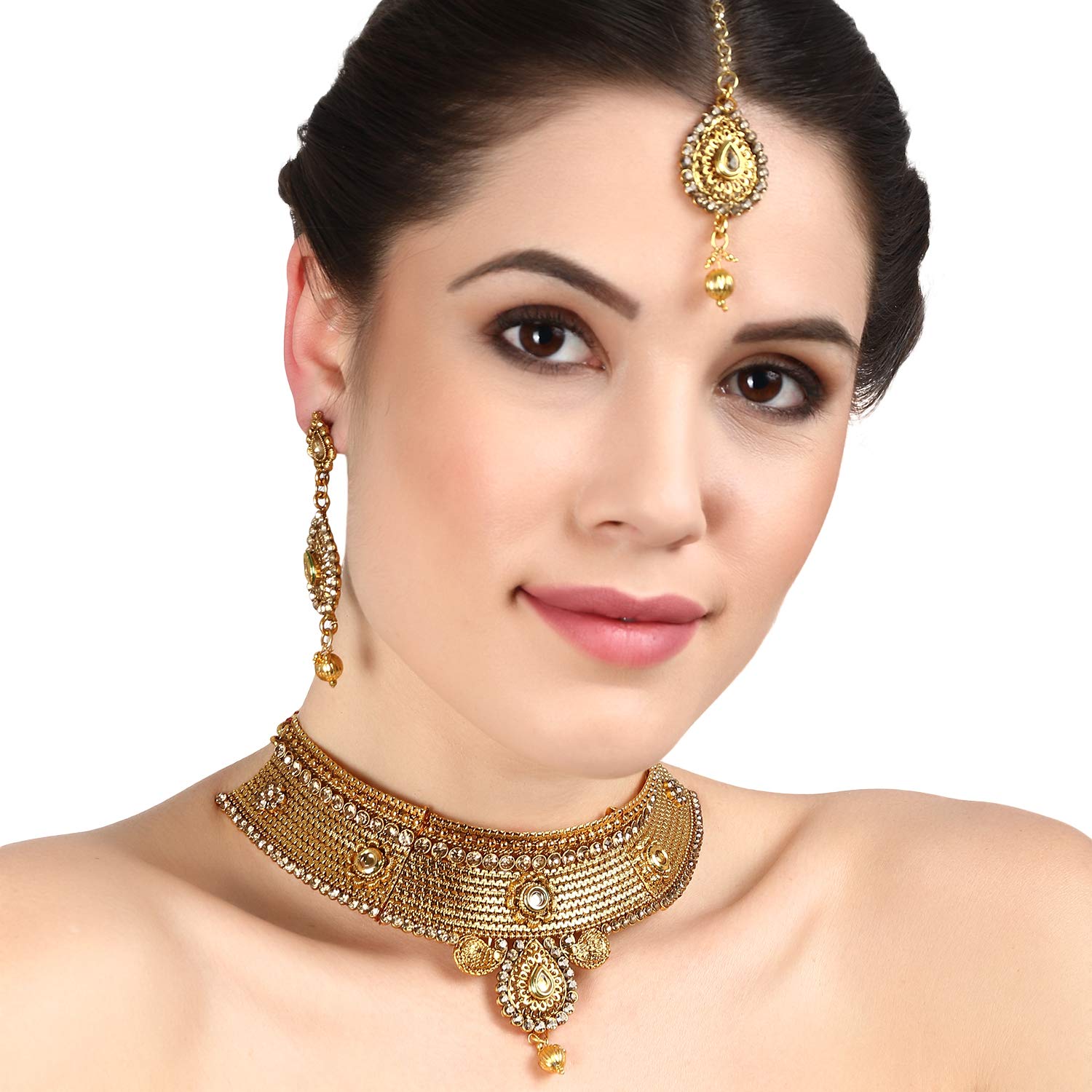 Buy Anika's Creation Elegant Kundan Chokar Jewellery Set With Maang ...