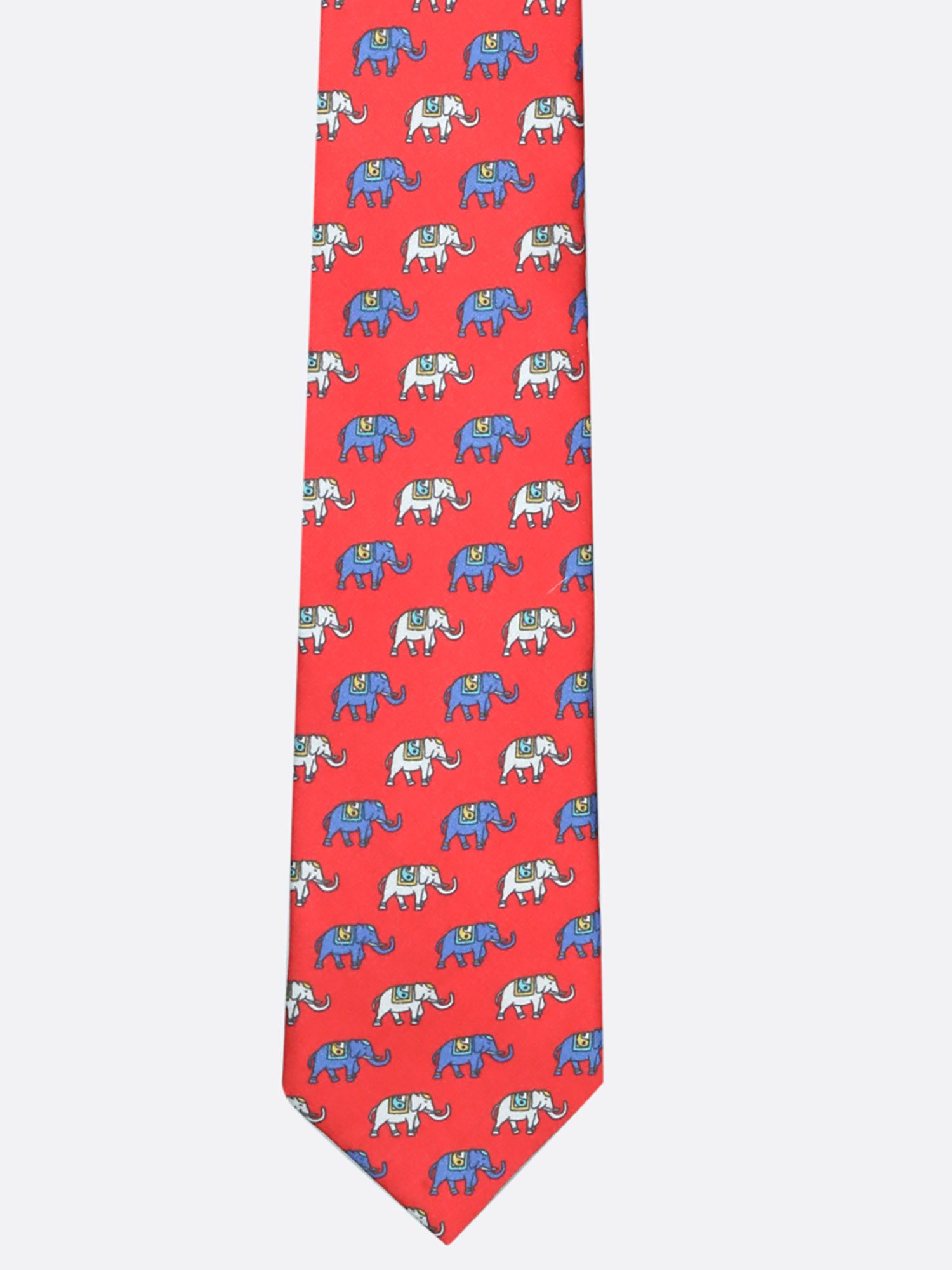 Buy Tossido Red Royal Mahout Elephant Rich Printed Necktie Online