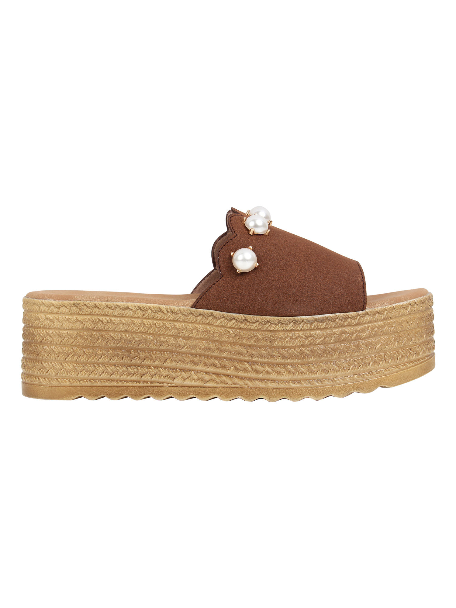 Buy CATWALK Brown Embellished Flatforms Online