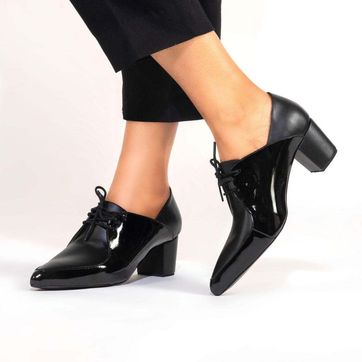 OCEEDEE Doris Black Solid Leather 2 Inches Heel: Buy OCEEDEE Doris ...