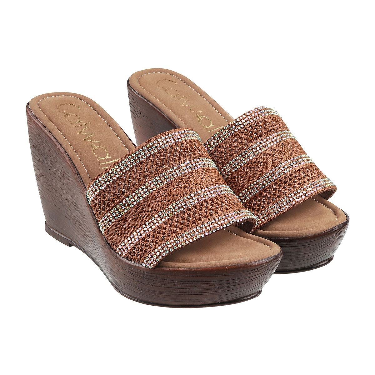 Buy CATWALK Crochet Slip On Bronze Wedges Online