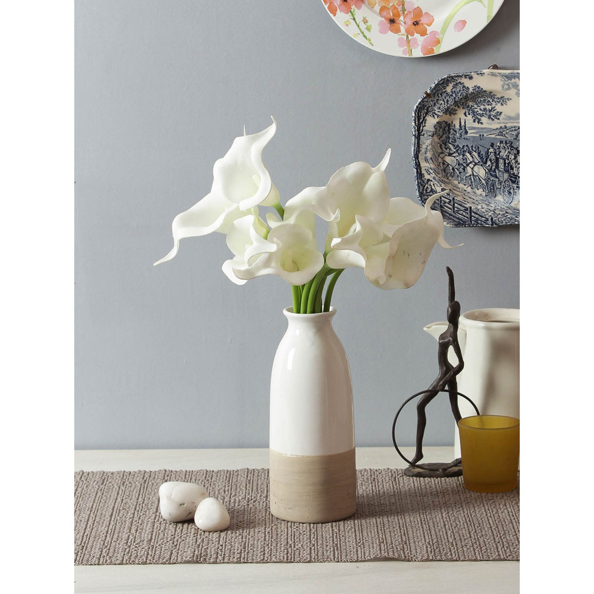 Buy Fourwalls Artificial Decorative Real Touch Celalily Flower Sticks ...