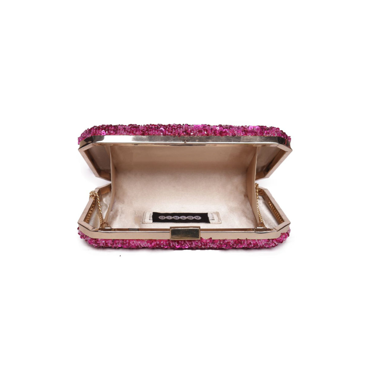 Buy Astrid Pink Box Clutch With Metal Chain Online