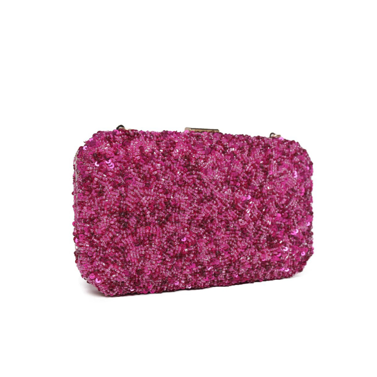 Buy Astrid Pink Box Clutch With Metal Chain Online