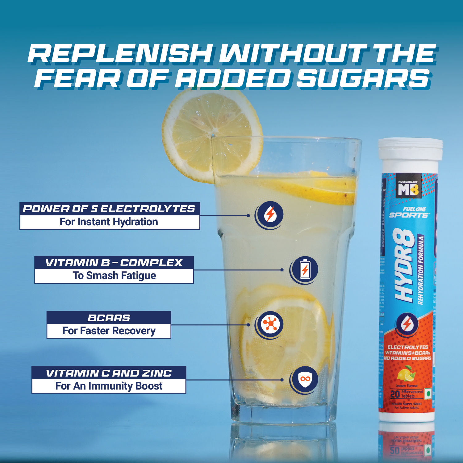 MuscleBlaze Fuel One Sports Hydr8 Effervescent Tablets - Lemon Tablets ...