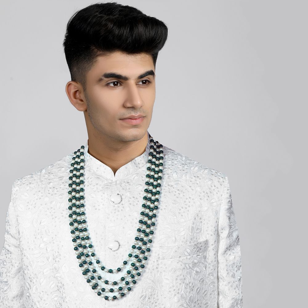 Buy Karatcart Traditional Green and White Beads Maharaja Moti Mala for ...