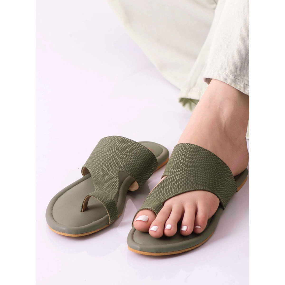 Buy Noosh Dew Toe Ring Slippers Green Online