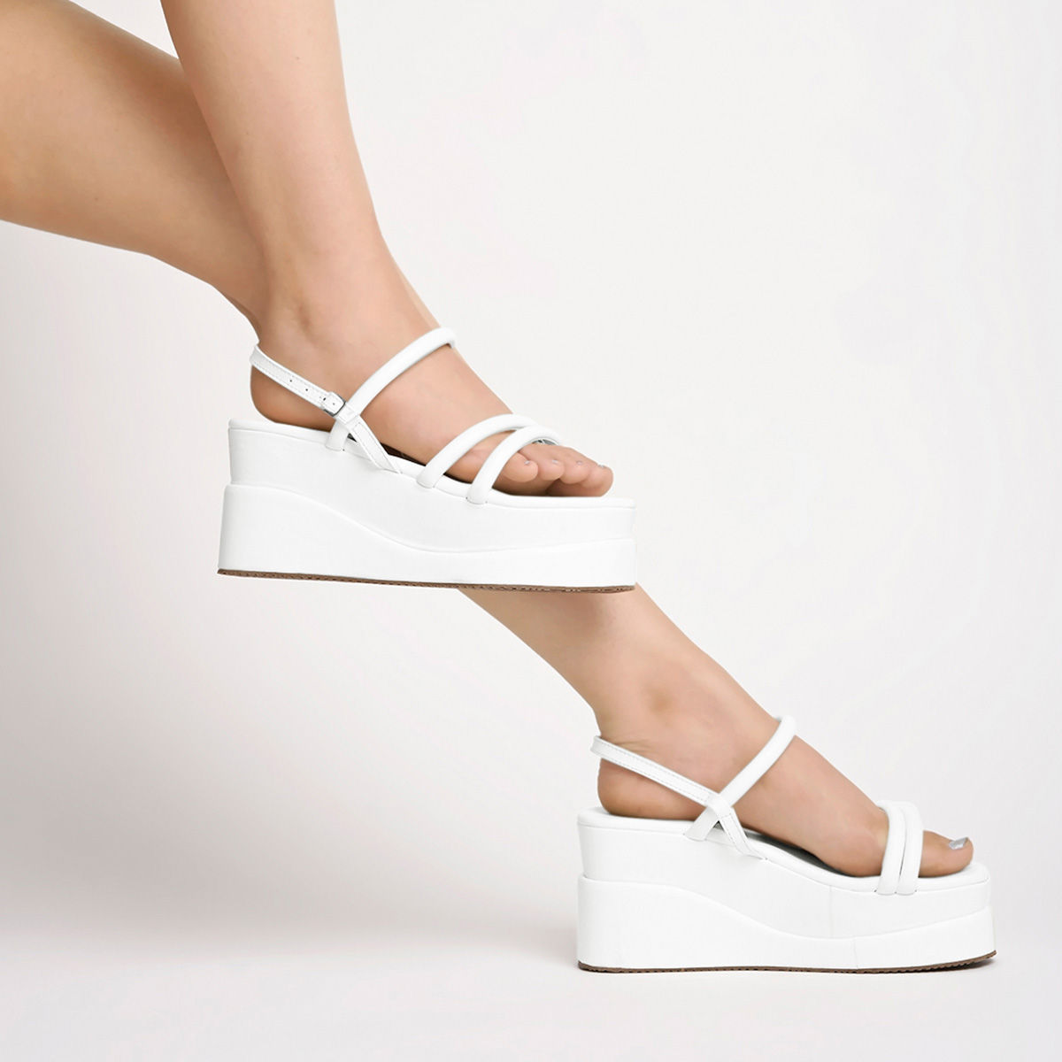 Buy Shoetopia Stylish Backstrap White Wedges Online