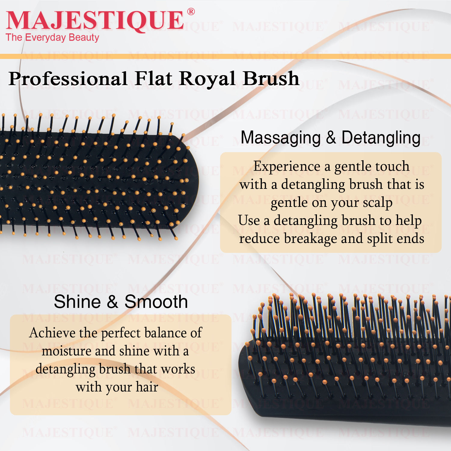 Majestique Crown Series Flat Hair Brush HR154 Wet & Dry Hair-Row ...