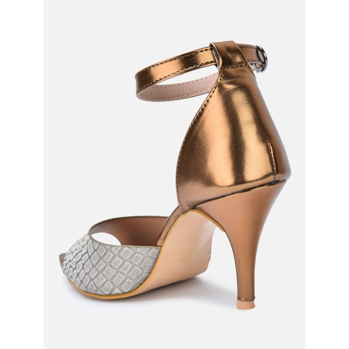 Buy VALIOSAA Copper Textured Heels Online