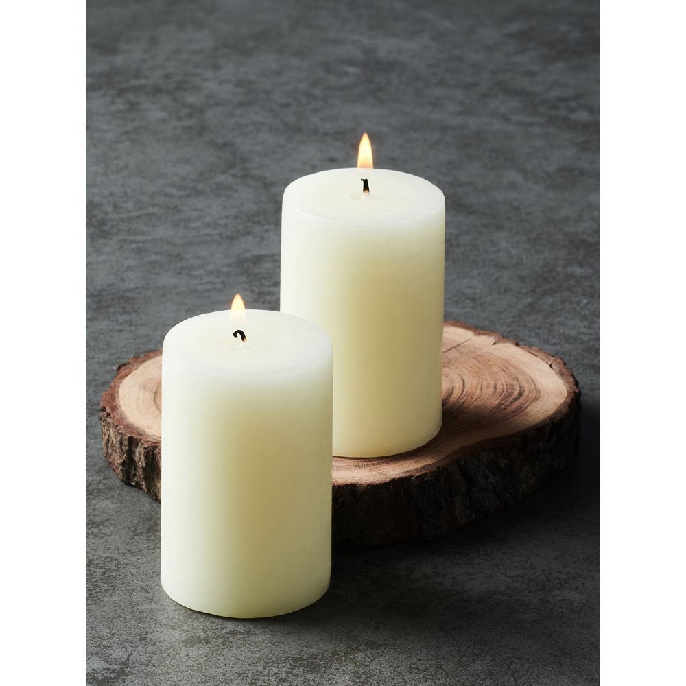 Buy Pure Home + Living White Set of 2 Textured Pillar Candle Online