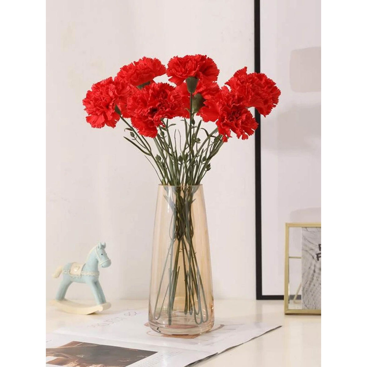 Fourwalls Artificial Single Carnation Flower Sticks for Home Decor (45 ...