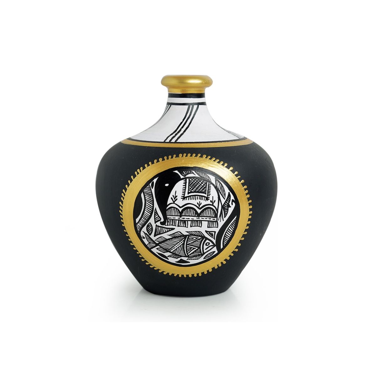 Buy ExclusiveLane Madhubani Jet Black Matkis Hand-Painted Vases Combo ...