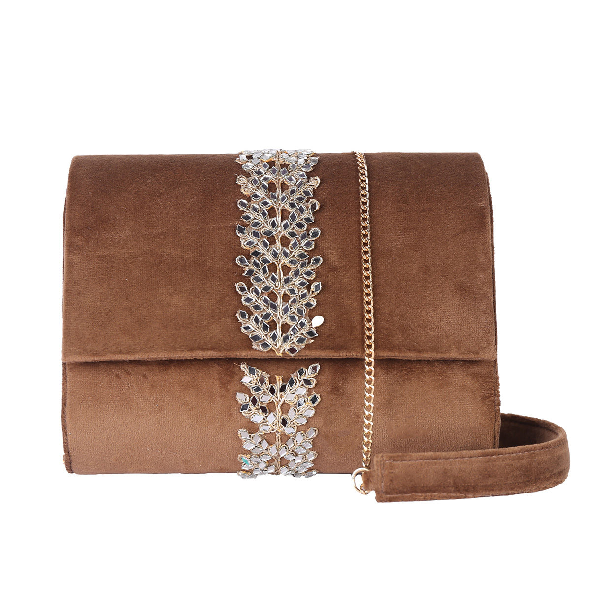 Angeline Beige Velvet Designer Sling Bag: Buy Angeline Beige Velvet ...