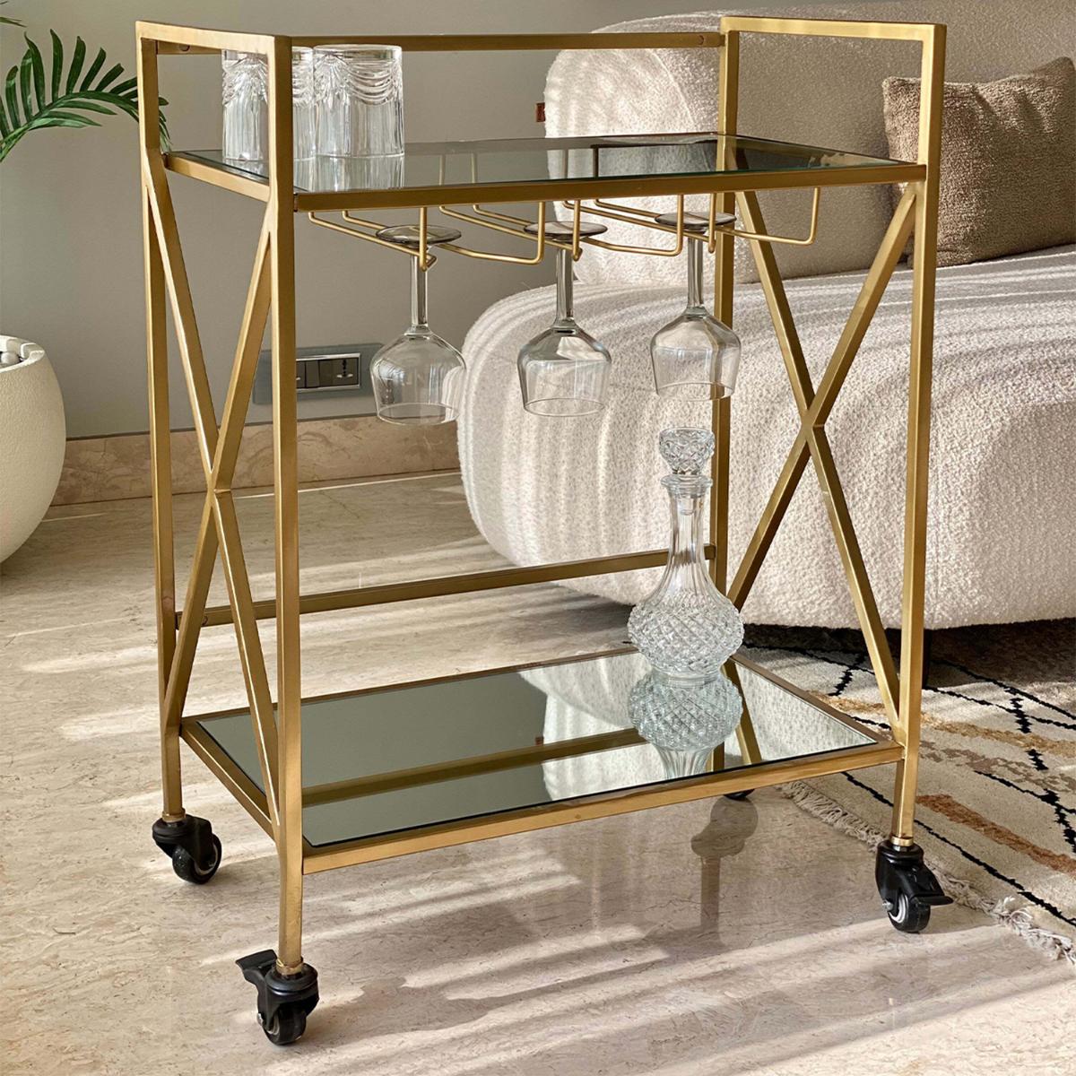 Buy Mason Home Trove Glass Serving Bar Trolley Online