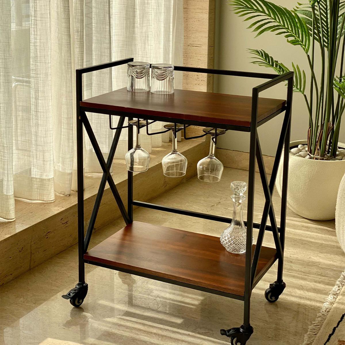 Buy Mason Home Trove Wood Serving Bar Trolley Online