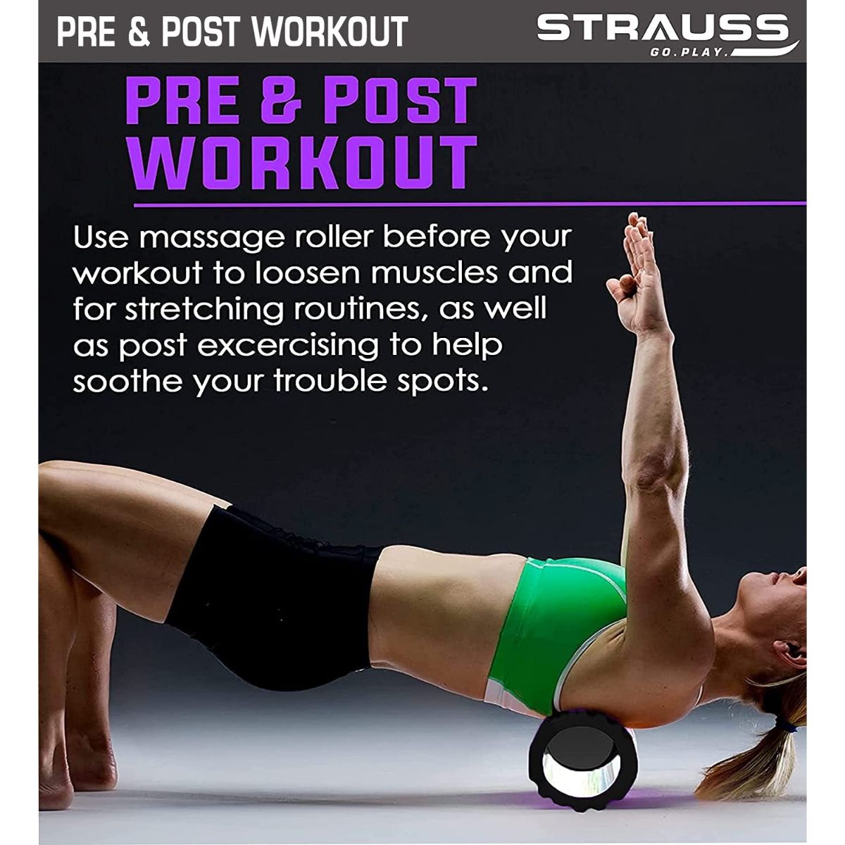 Buy Strauss Deep Tissue Massage Foam Roller, 45 cm (Black) Online