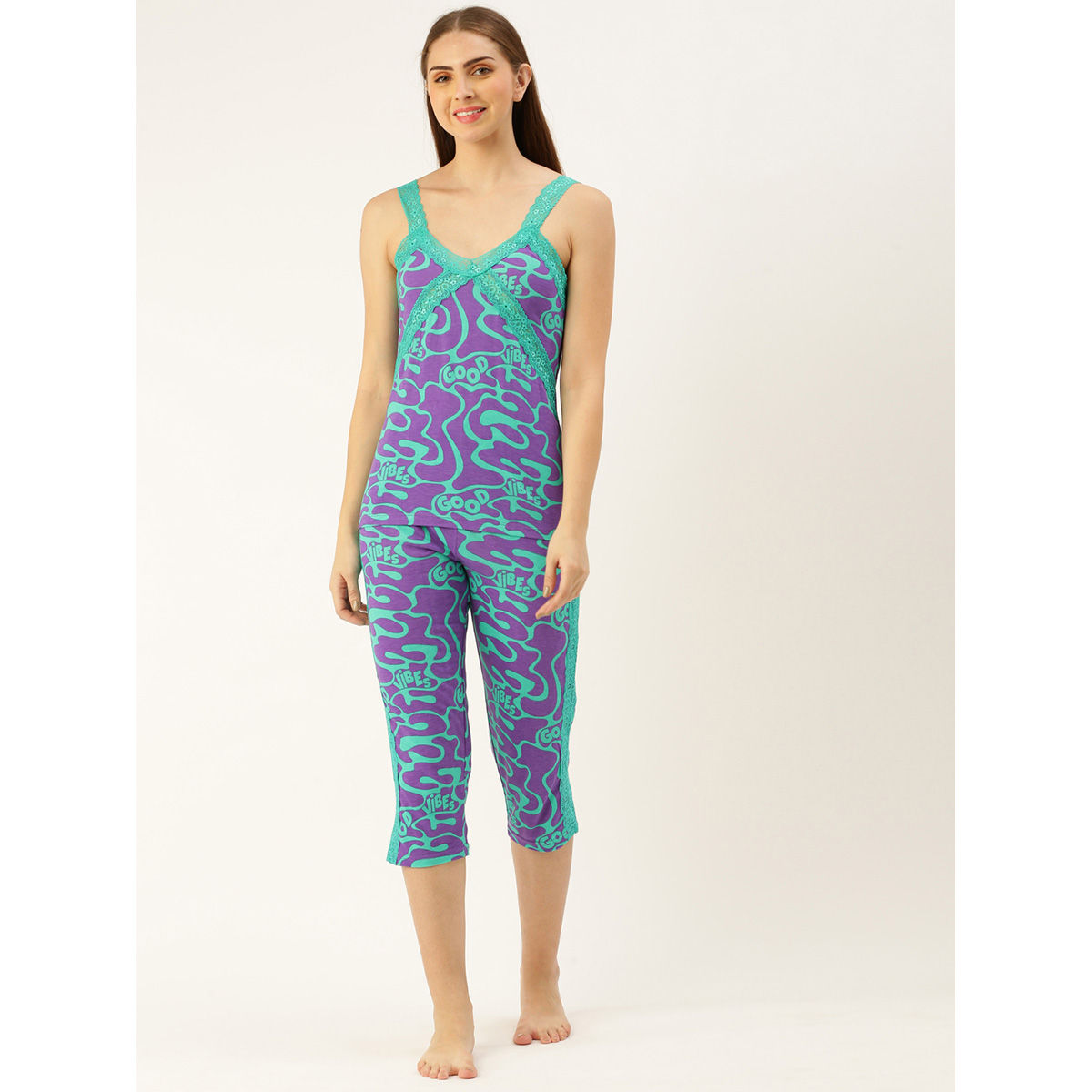 Buy Slumber Jill Good Vibes, Laced Capri Made From 100% Sustainable ...