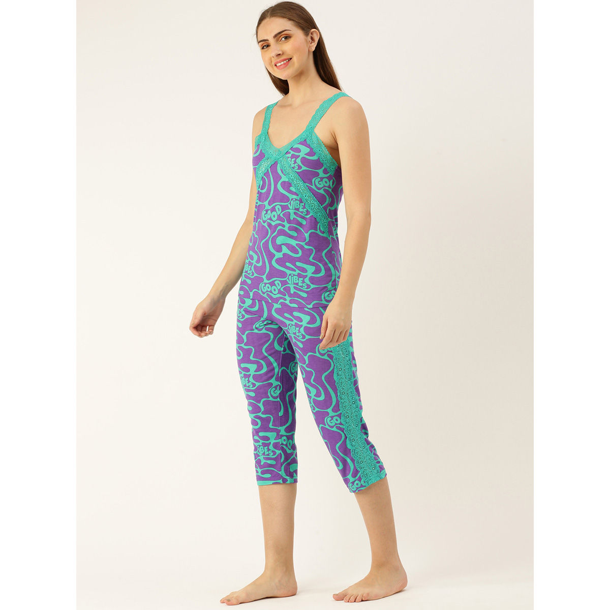 Buy Slumber Jill Good Vibes, Laced Capri Made From 100% Sustainable ...