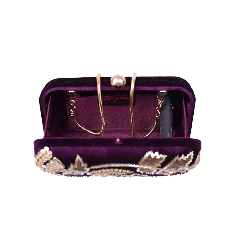 Buy Angeline Golden Flower Clutch Online
