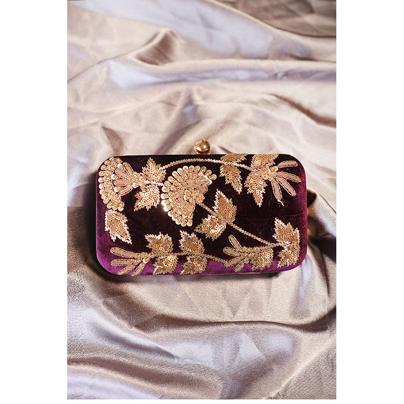 Buy Angeline Golden Flower Clutch Online
