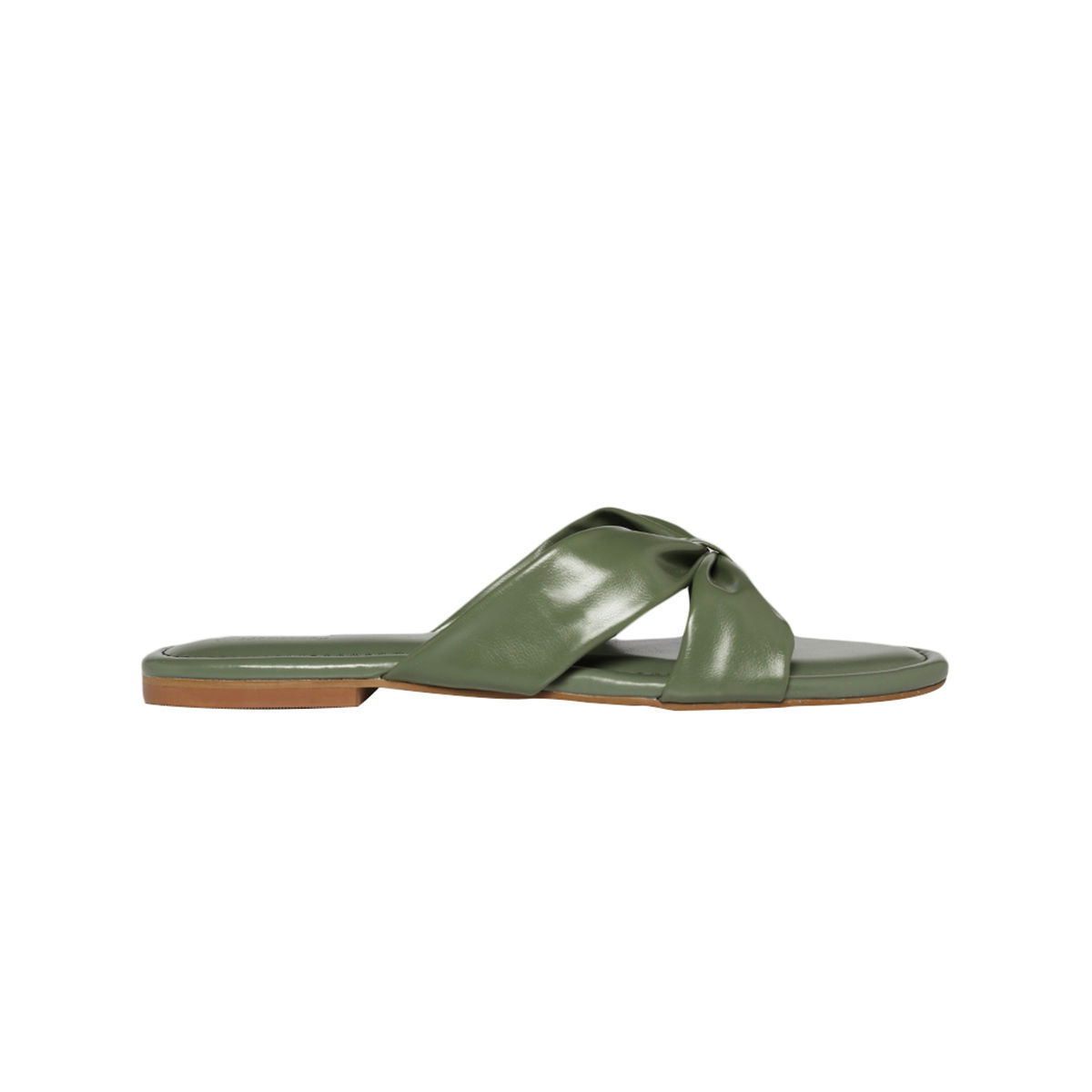 Buy Monrow Solid Olive Flats Online