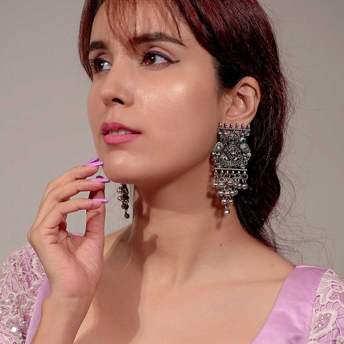 Pipa Bella by Nykaa Fashion Silver Temple Earrings: Buy Pipa Bella by ...