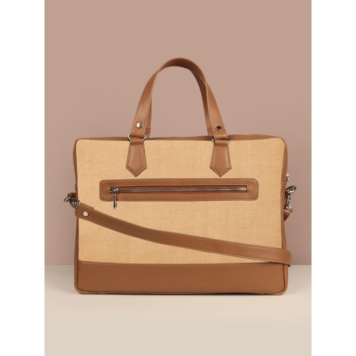Buy The House Of Ganges Ross Soft Jute Laptop Bag - Nude (L) Online