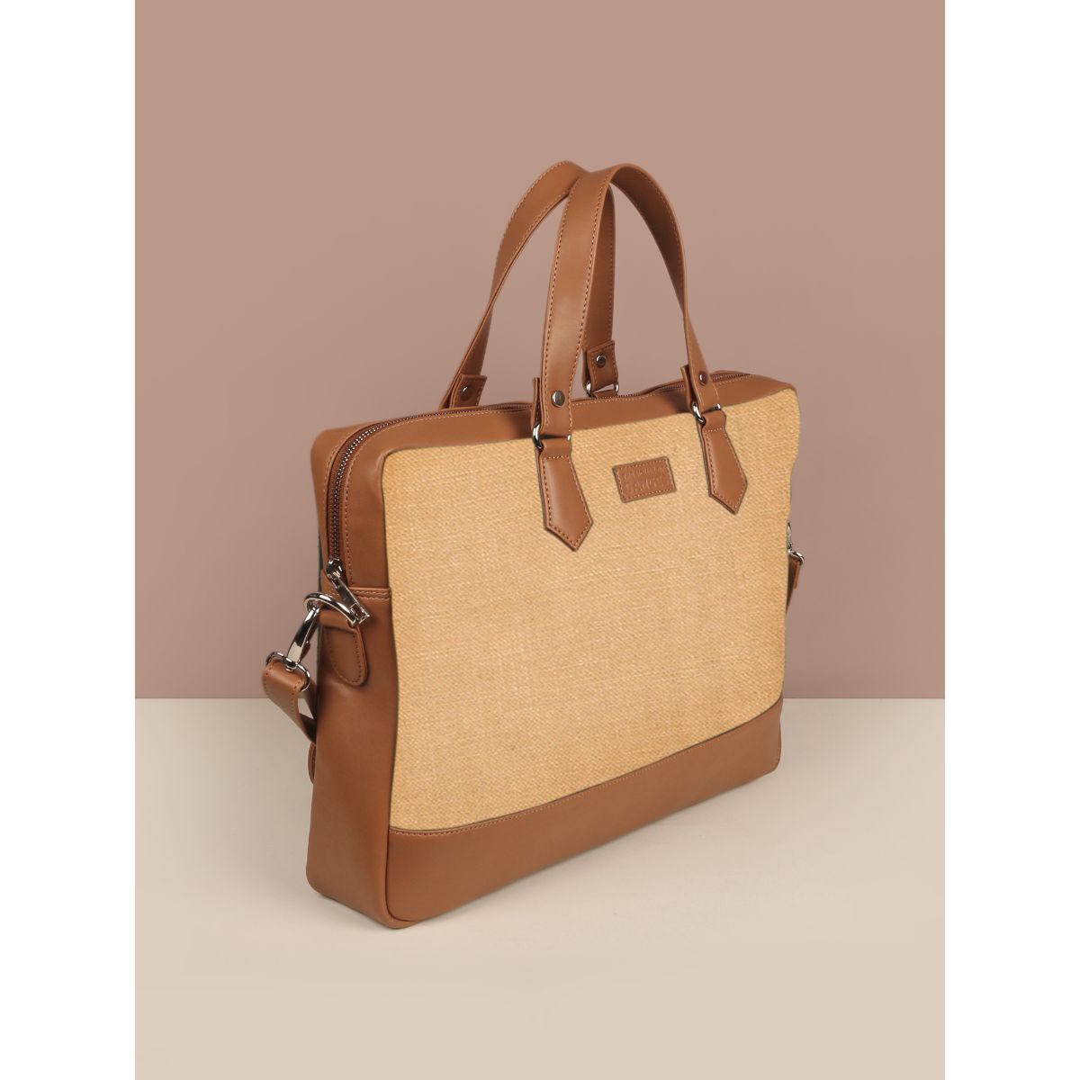 Buy The House Of Ganges Ross Soft Jute Laptop Bag - Nude (L) Online