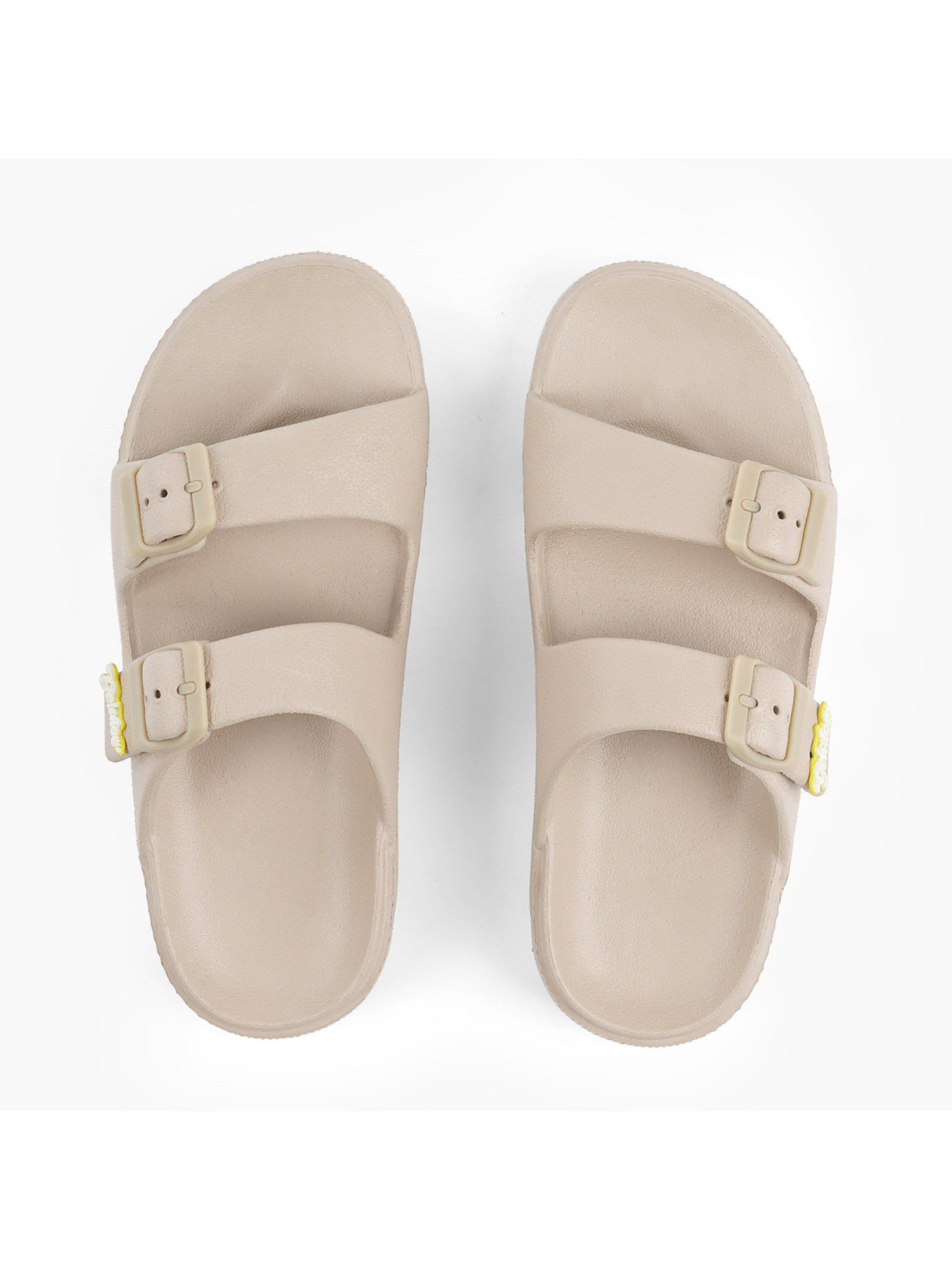 Buy SOLETHREADS Wafer Solid Beige Women Slide Sandals Online