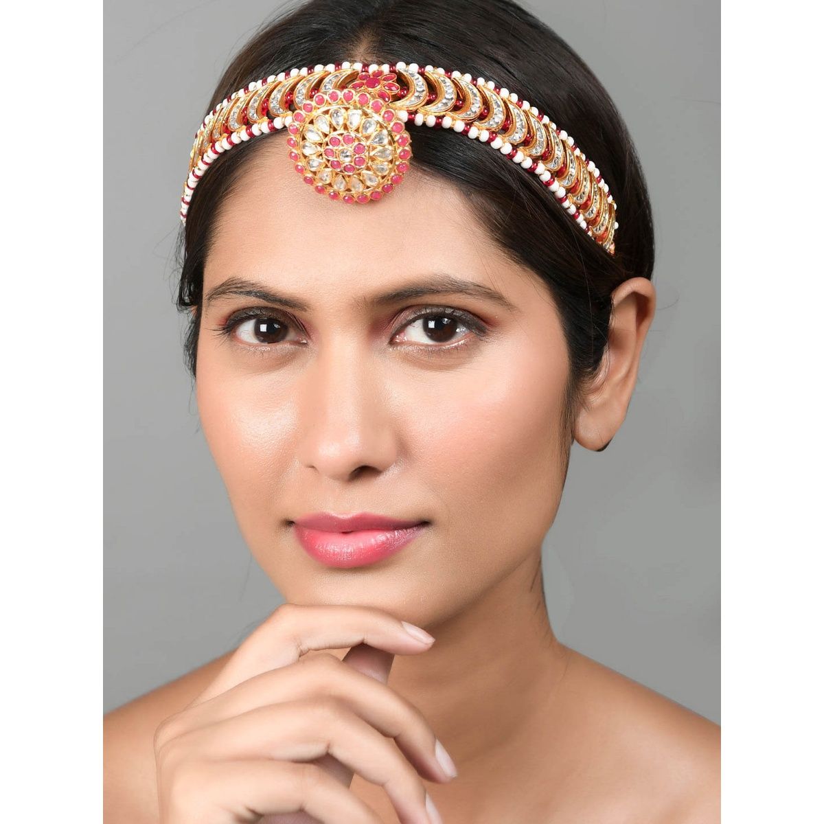 Buy Silvermerc Designs Royal Rajputi Headband Kundan Mathapatti with ...