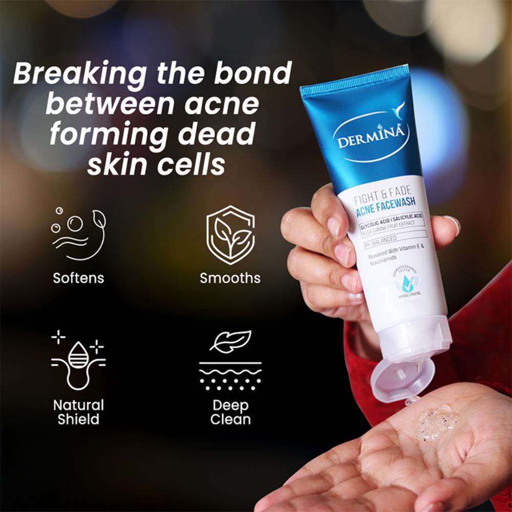 Buy DERMINA Fight & Fade Acne Facewash With Glycolic & Salicylic Acid ...
